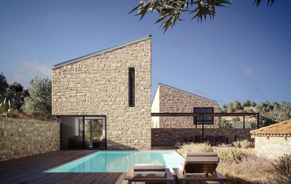 Modern stone villas in Mani: design inspired by local heritage